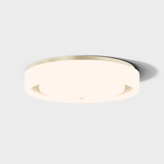 Elegant Round Light Fixture 3D Model – Minimalist Gold Design