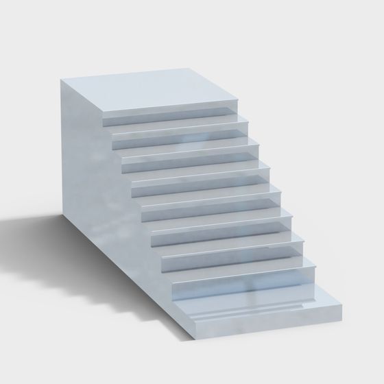 Low-Poly Modern Blue Staircase 3D model