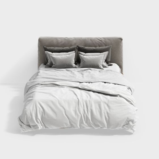 Elegant Low-Poly Bed 3D model for Modern Spaces