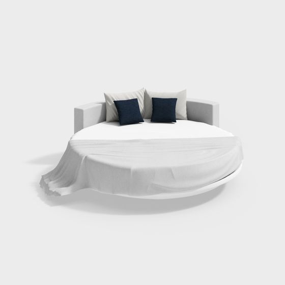 Stylish Low-Poly Round Bed 3D model