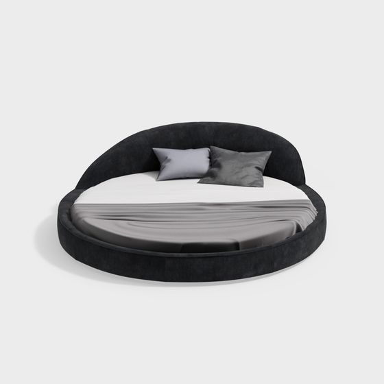 Futuristic Low-Poly Round Bed 3D model