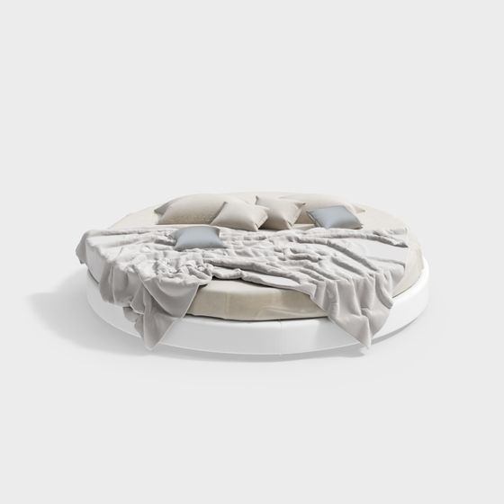 Elegant Round Bed 3D Model – Low-Polygon Design