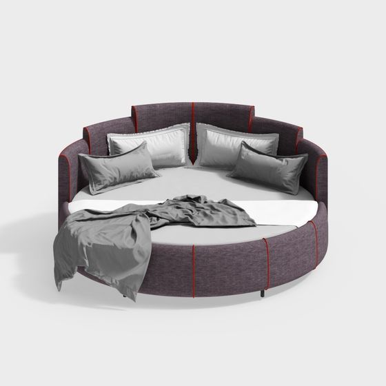 Modern Round Bed 3D Model - Double Size