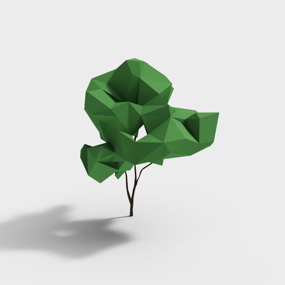 Cartoon Tree Model 3D in Green – Free Resource