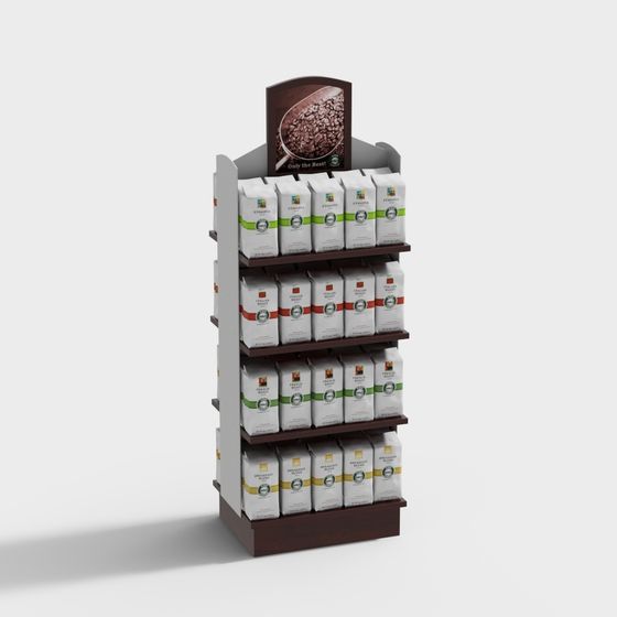 Stylish Low-Polygon Coffee Shelf 3D model