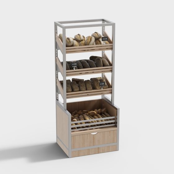 Low Polygon Bakery Display Showcase 3D Model