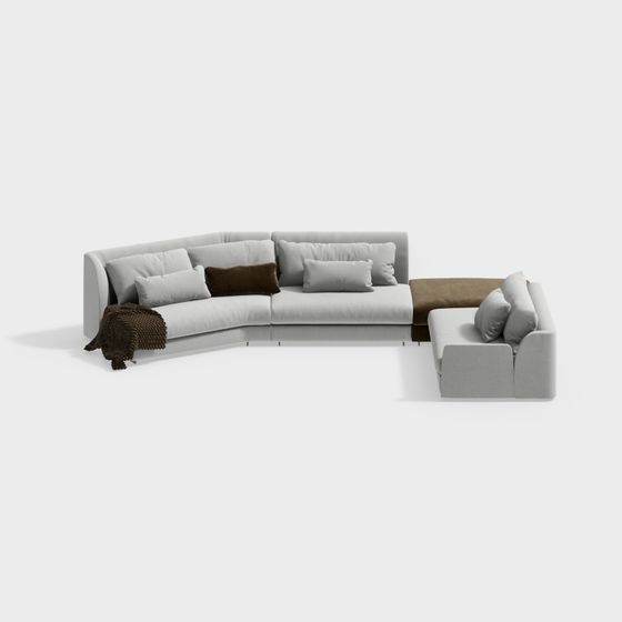 Elegant Modern L-Shaped Sofa 3D model