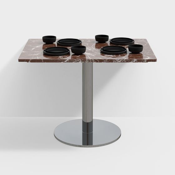 Urban Marble Table 3D Model – Marble & Metal Design