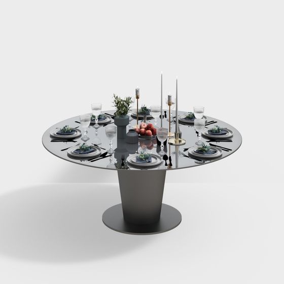 Sophisticated Round Dining Table 3D model for Modern Spaces