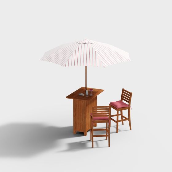 Charming Low-Poly Café Corner 3D Model – Wooden & Vibrant