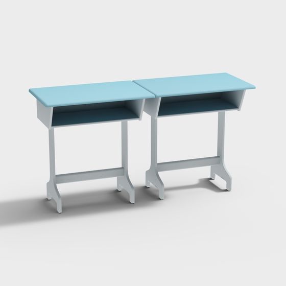 Dual Student Study Desk 3D model