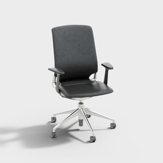 Scandinavian Low-Poly Office Chair 3D Model – Gray Fabric