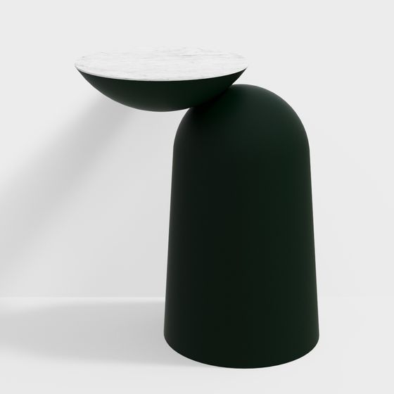 Sleek Flowing Side Table 3D Model – Marble & Green Design