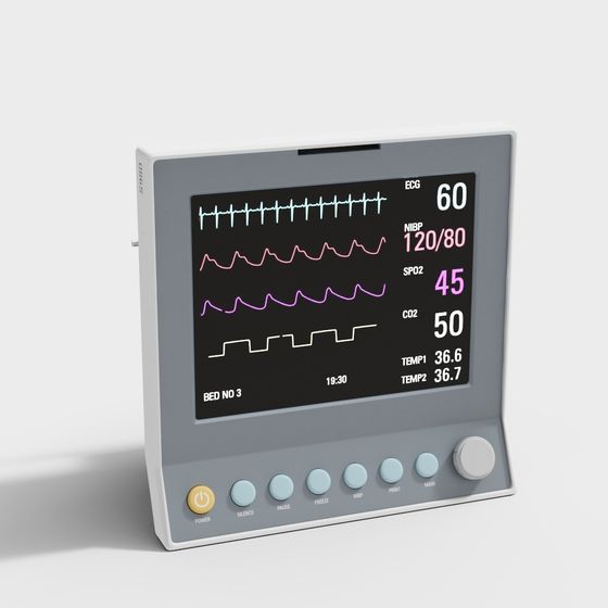 High-Detail ECG Monitor 3D model