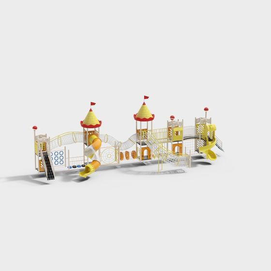 Playground Paradise 3D Model – Colorful Slide Playground