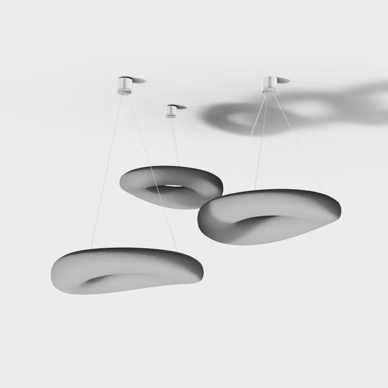 Elegant Low-Poly Circular Lamp 3D Model – Gray Light Design