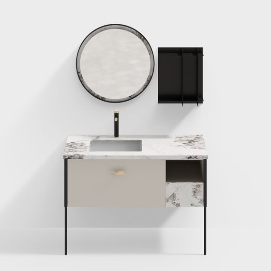 Cavillo CV-6156 Bathroom Cabinet 3D Model | Modern Design