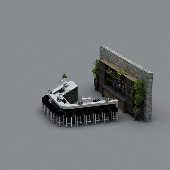 Stylish Low-Poly Bar 3D model Design
