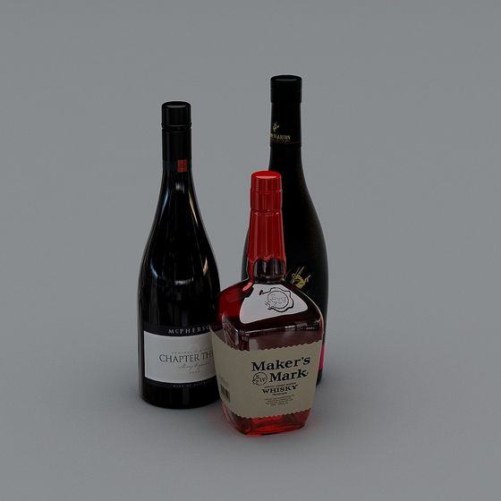 Stylish Low-Poly Bottle Collection 3D model