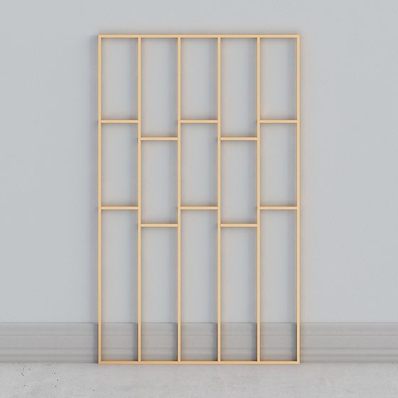 Stylish Low-Poly Grid Bookshelf 3D model