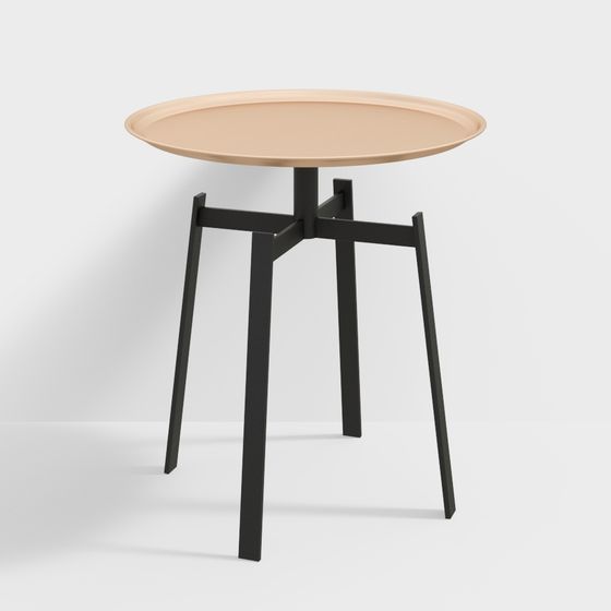 Urban Corner Side Table 3D Model – Low Poly Metal Design