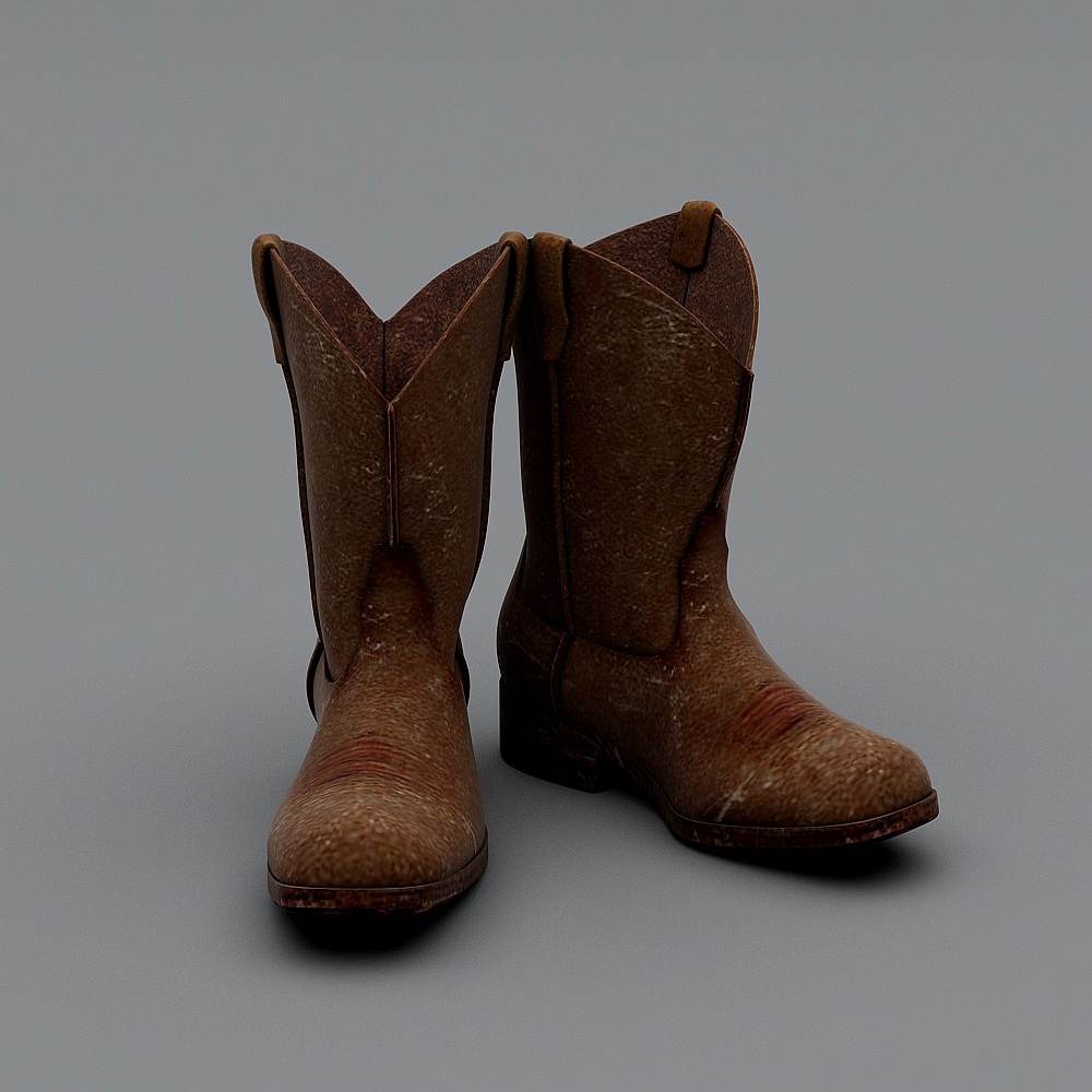 Animated 3D Cowboy Boots Model | Realistic Western Detail