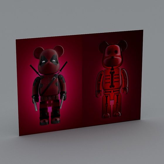 Deadpool Bear Low-Poly 3D Model