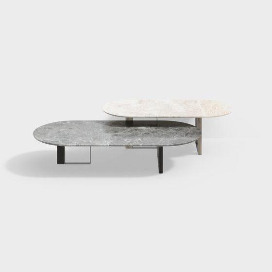 Elegant Double Layer Marble Coffee Table 3D model