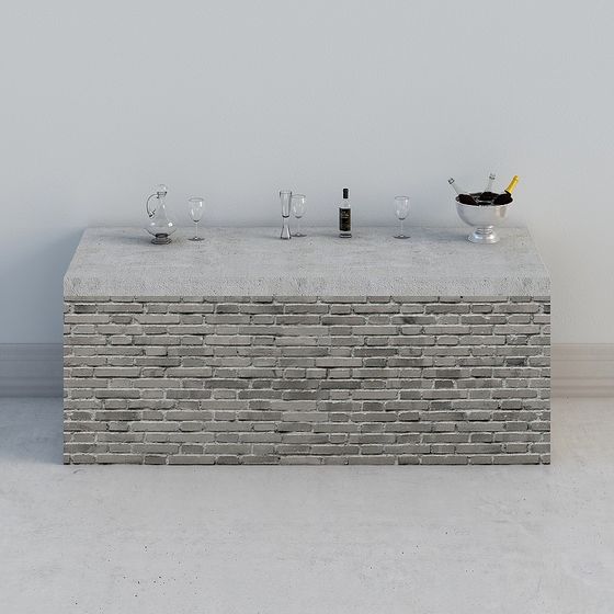 Modern Minimalist 3D Model Bar Counter