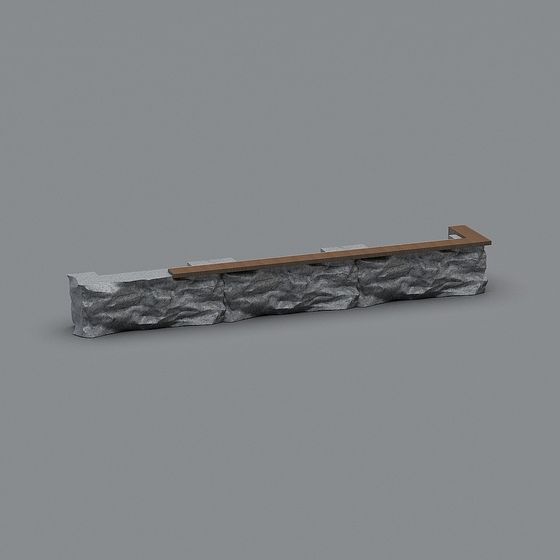 Rock Bench 3D model - Nature Inspired Design