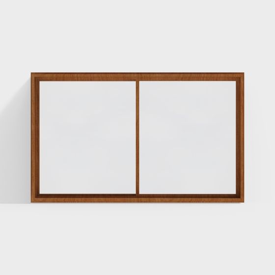 Stylish Wooden Frame Double Window 3D model for Modern Interiors