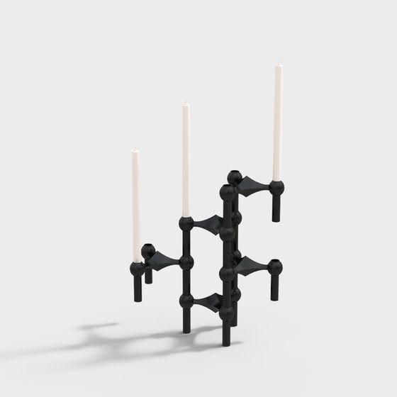 Elegant Low Poly Candle Holder 3D Model