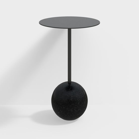 Spherical Base Coffee Table 3D Model – Modern Black Metal Design