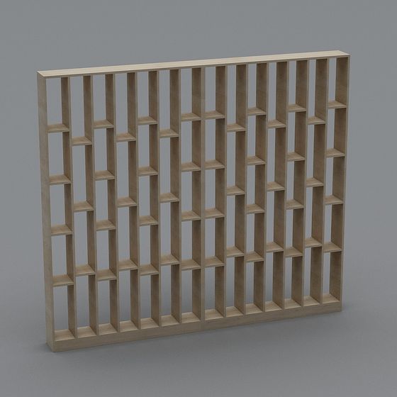 Stylish Low-Poly Grid Bookshelf 3D model