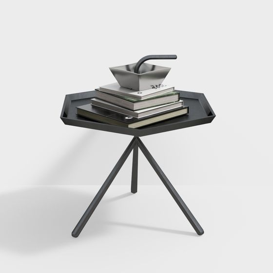 Minimalist Low-Poly Coffee Table 3D Model – Hexagonal Metal Design