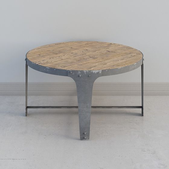 Vintage Industrial Round Table 3D model