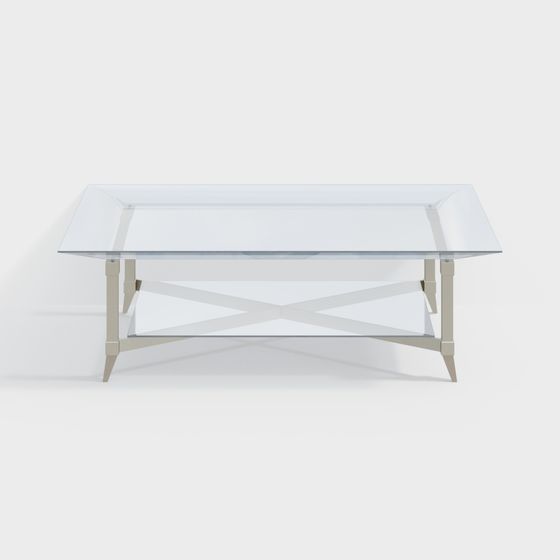 Stylish Glass Cross Table 3D model for Modern Spaces