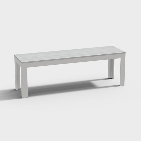 Urban Bench 3D Model – Minimalist Light Gray Wood