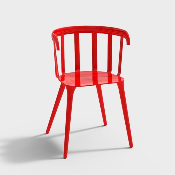 Vibrant Red Chair 3D model for Modern Design