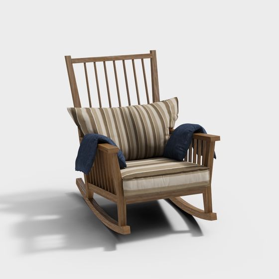 Stylish Low-Poly Rocking Chair 3D model
