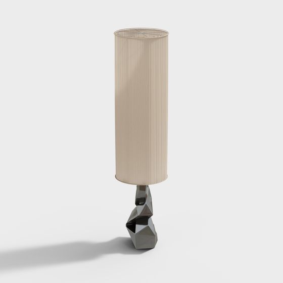 Modern Low-Poly Lamp 3D Model – Beige Shade Design