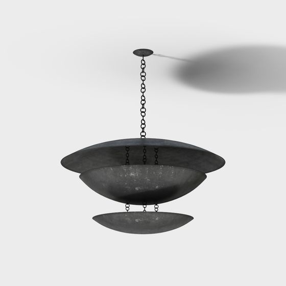 Suspended Chain Pendant Light 3D Model – Industrial Vintage Design