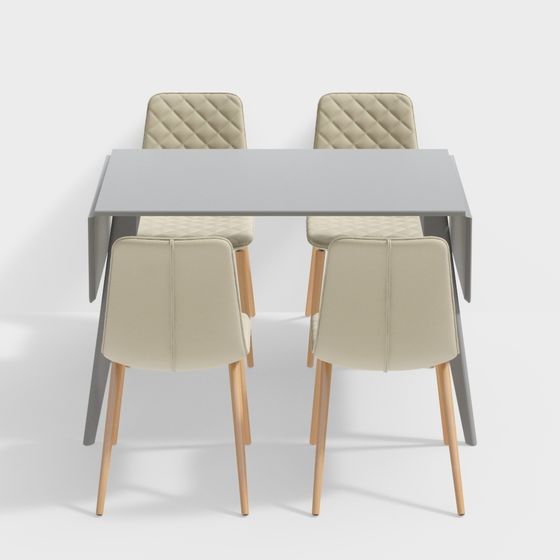 Urban Dining Table and Chairs Set 3D model