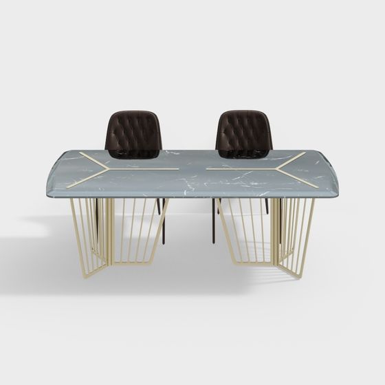 Elegant Earth Color Dining Table Set 3D Model