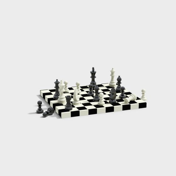 Stylish Chess Set 3D model for Creative Projects