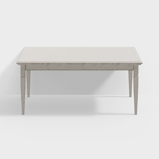 Vintage Low-Poly Dining Table 3D Model – Weathered Design