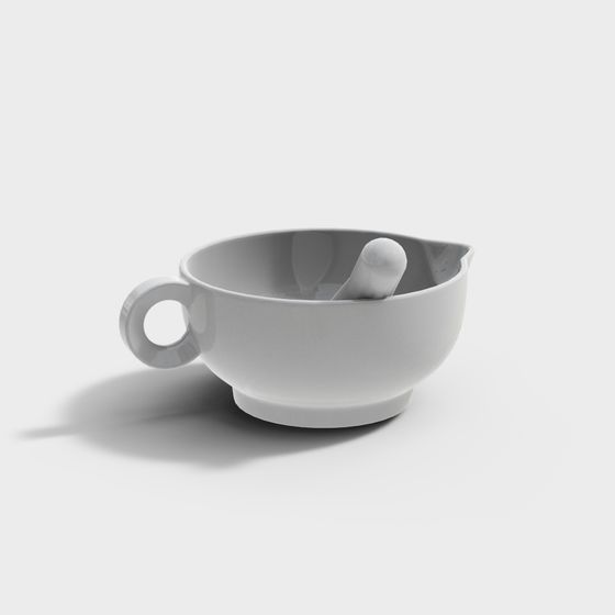 Minimalist Coffee Cup and Mortar Set 3D Model – Ceramic Design