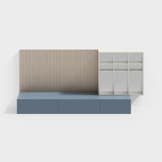 City Corner Bookshelf 3D Model – Low-Poly Wood Design