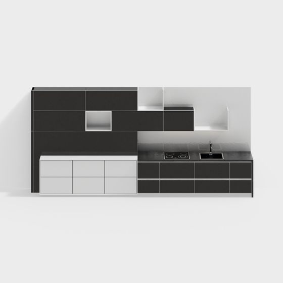 Elegant Low-Poly Kitchen 3D Model for Modern Spaces