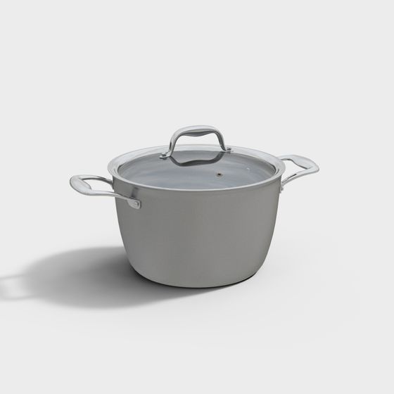 Sleek Stainless Steel Pot 3D Model – Minimalist Kitchenware